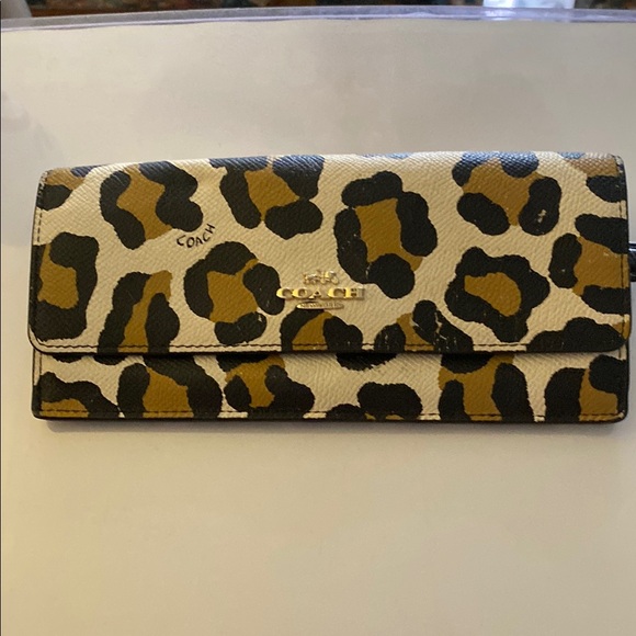 Coach | Bags | Coach Black And Gold Animal Print Wallet | Poshmark